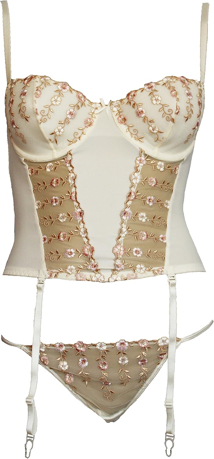 Siren Intimates Ladies Ivory Embroidered Basque with Detachable ...