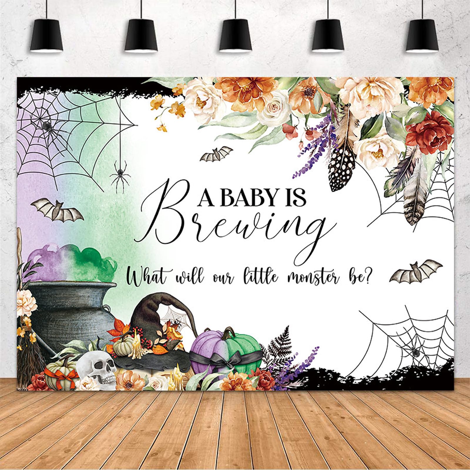 MEHOFOND A Baby is Brewing Baby Shower Backdrop Halloween Gender Reveal ...