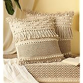 Amazon.com: Artompact Set of 2 Hand-Woven Tufted Boho Throw Pillow Covers, 18 x 18 Inches ...