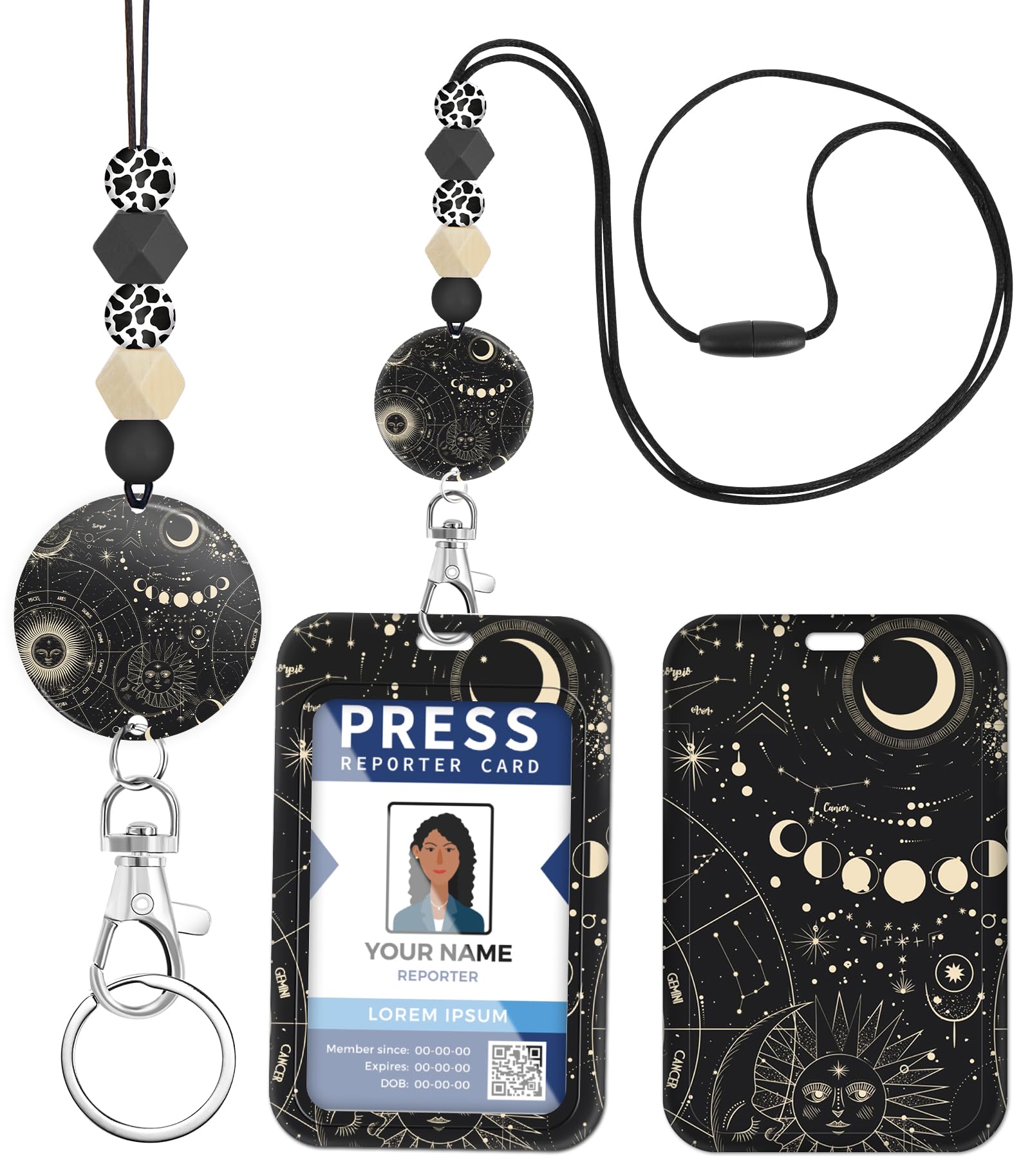 Toykee Teacher Lanyard for ID Badge Card, Men Women Beaded Breakaway ...