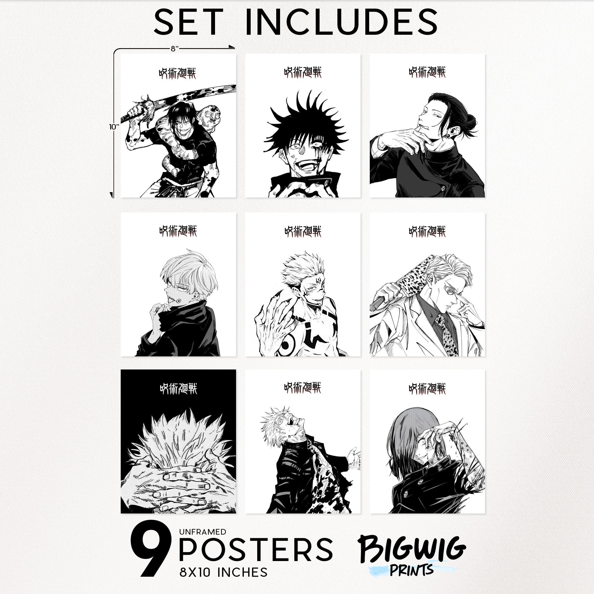 Bigwig Prints Jujutsu Kaisen Poster Set - Manga Art Anime Wall, JJk ...