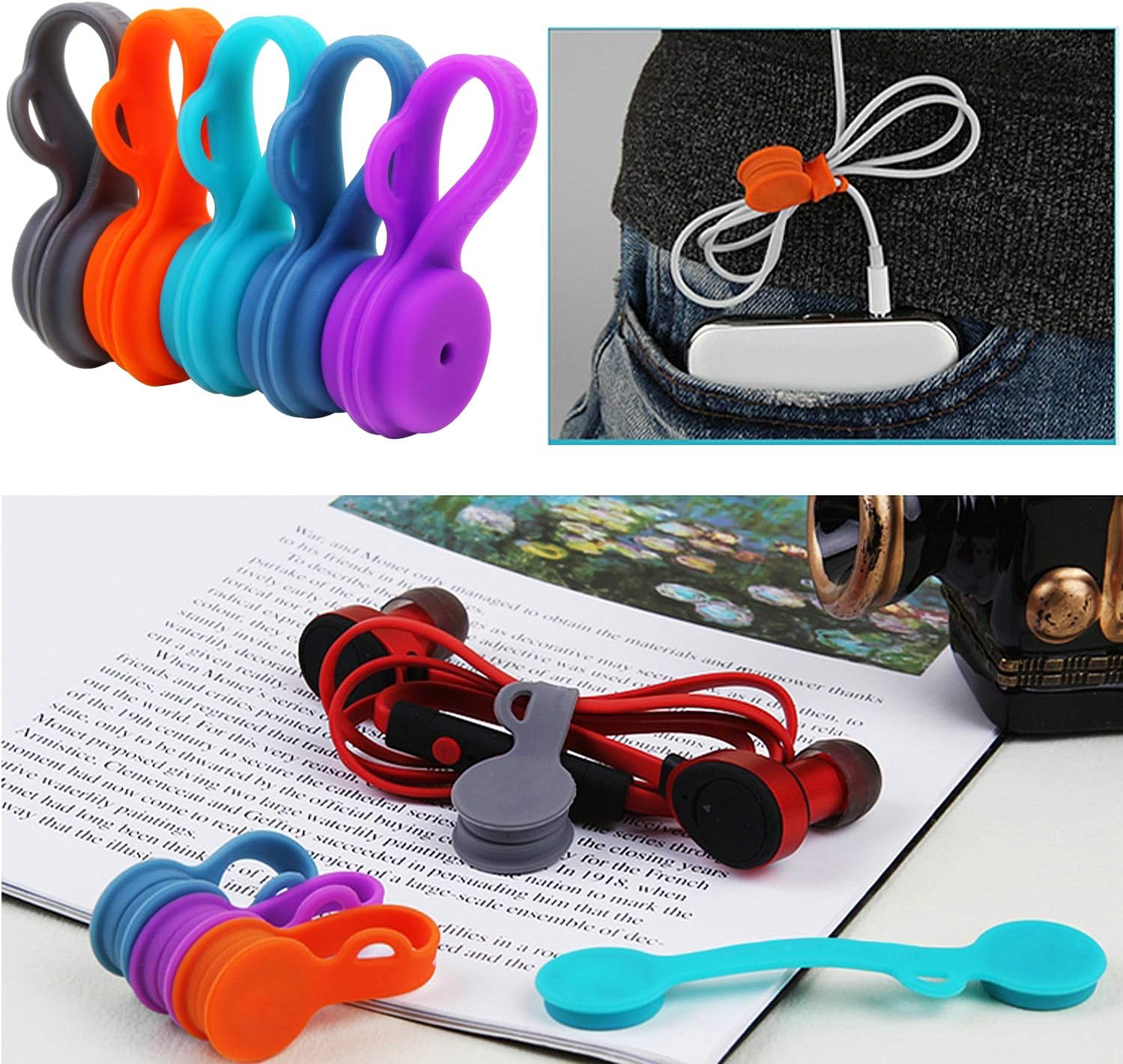 Magnetic Cable Clips Earphone Cable Organisers Earbuds Cord Winder ...