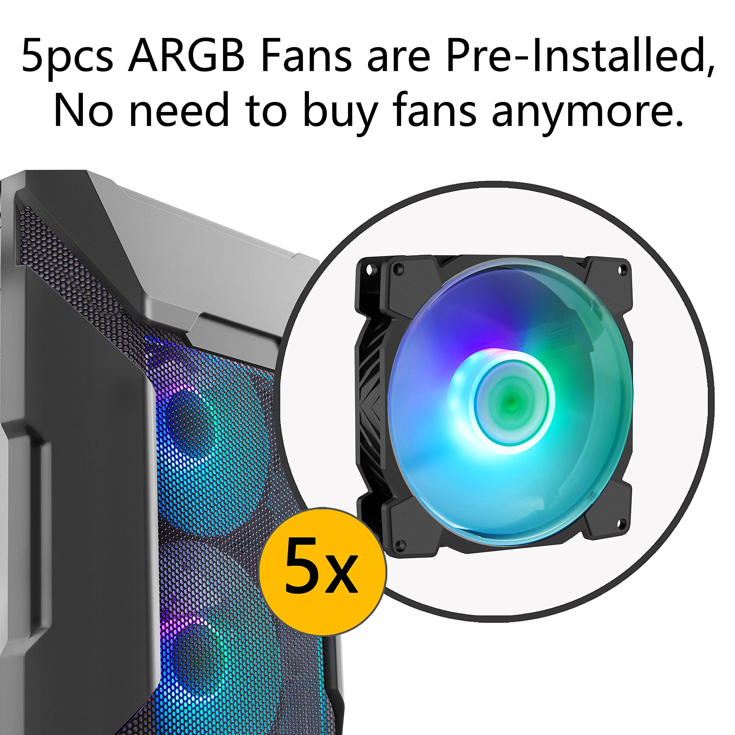 Mua MUSETEX Mesh MATX (Micro-ATX) Case 5 PCS ARGB Fans Pre-Installed 2 ...