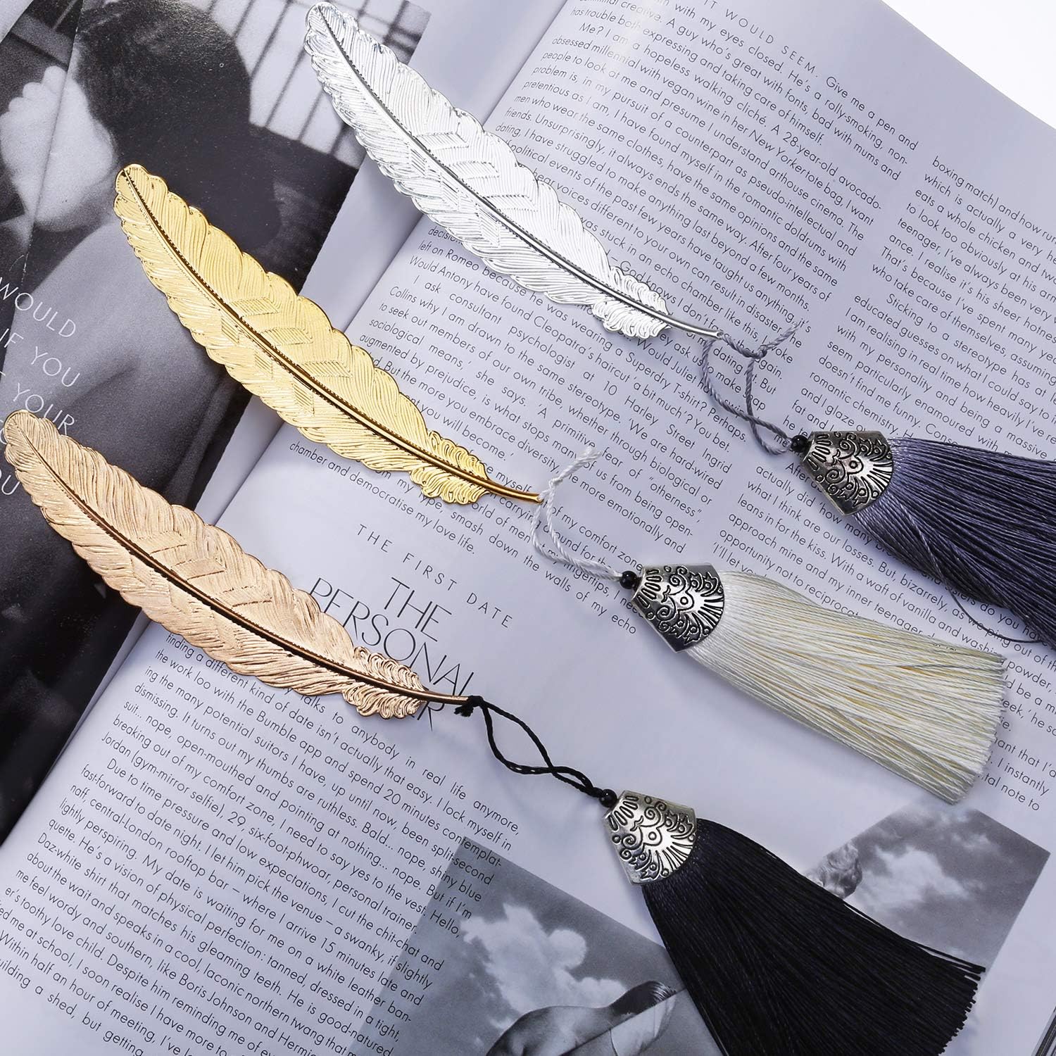 10 Pieces Feather Metal Bookmarks Feather Bookmarks Feather Shaped ...