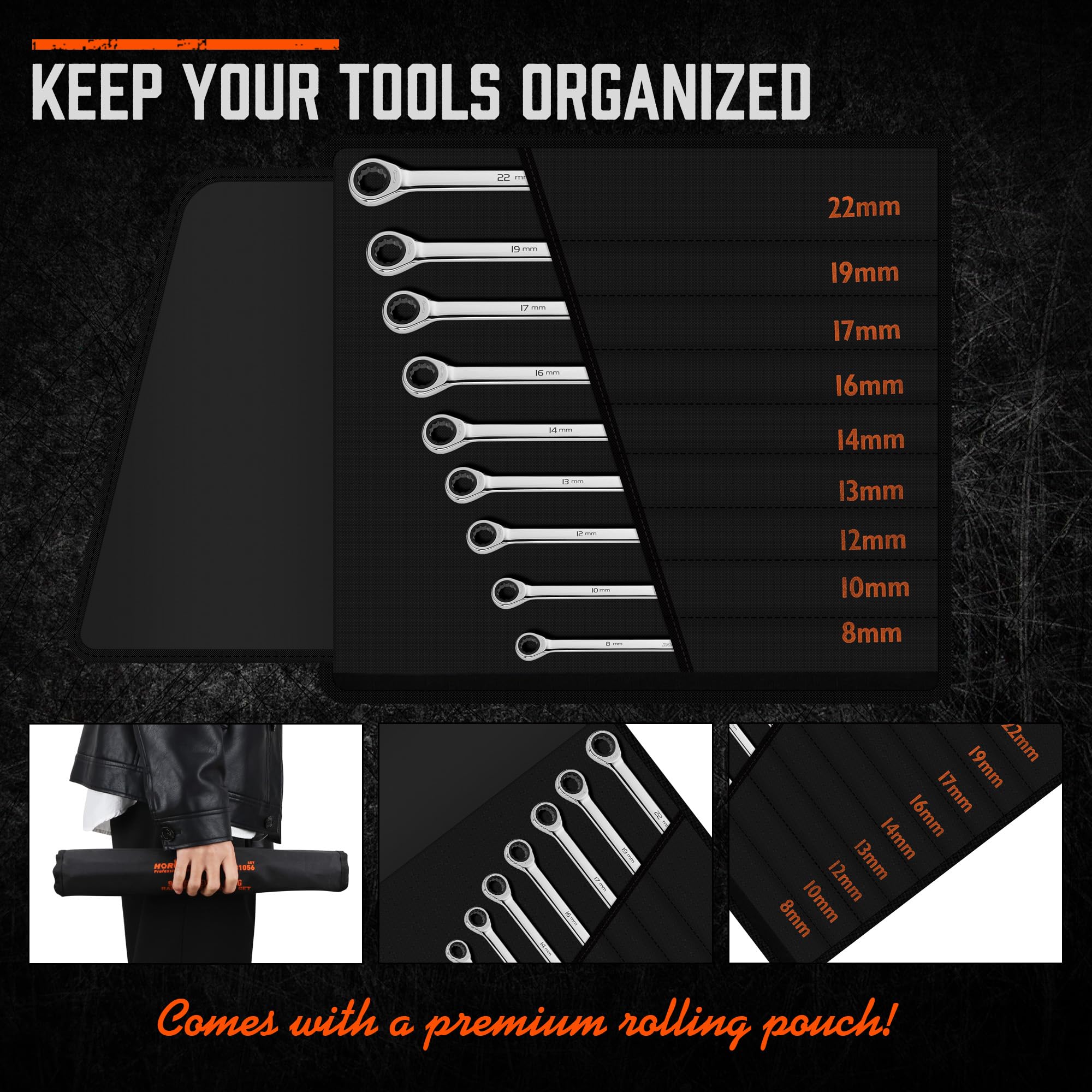 Mua HORUSDY 9-Piece Extra Long Ratcheting Wrench Set with Tool Bag ...