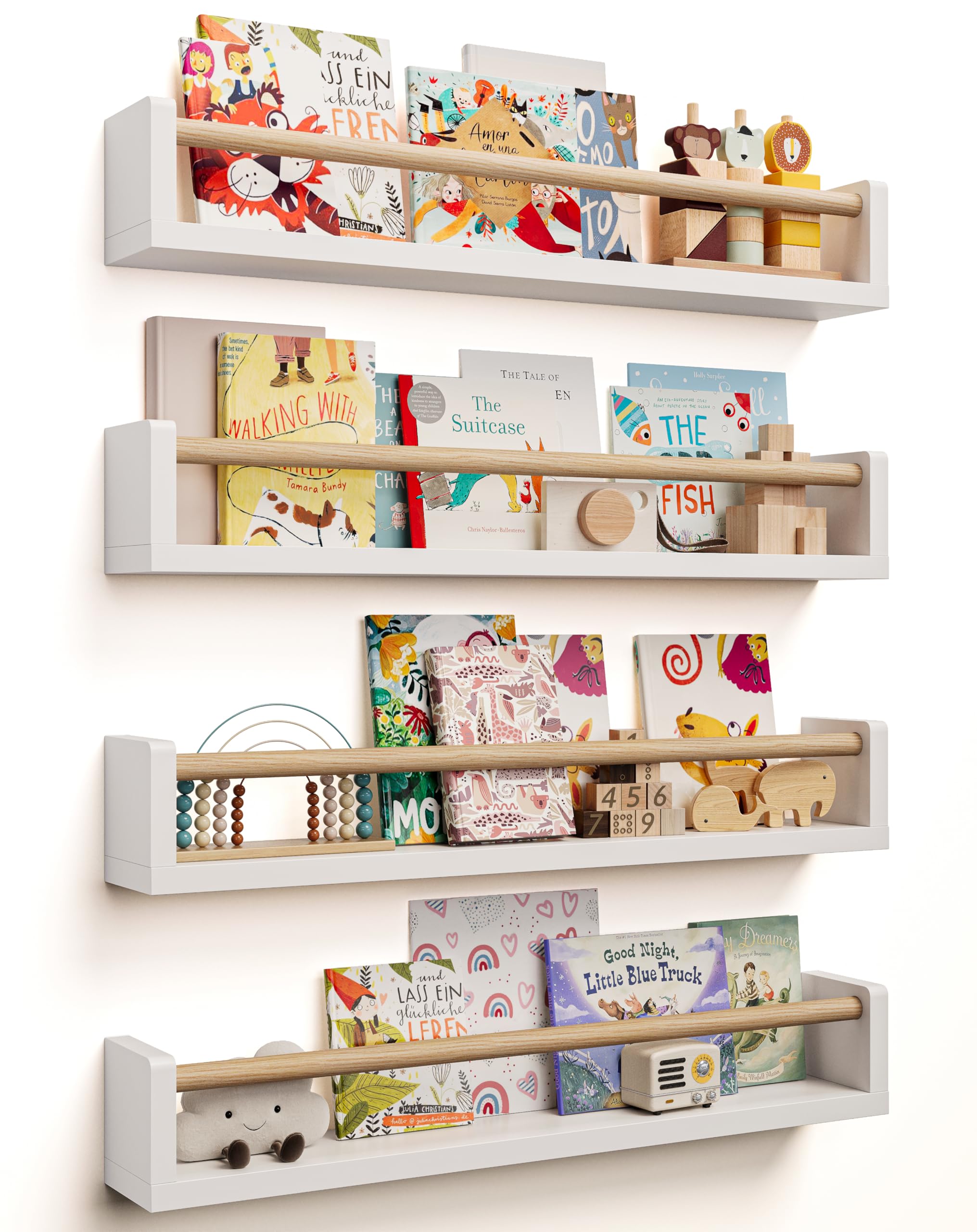 Seocry Nursery Book Shelves - 4 Pack, Wall Book Shelves for Bedroom ...