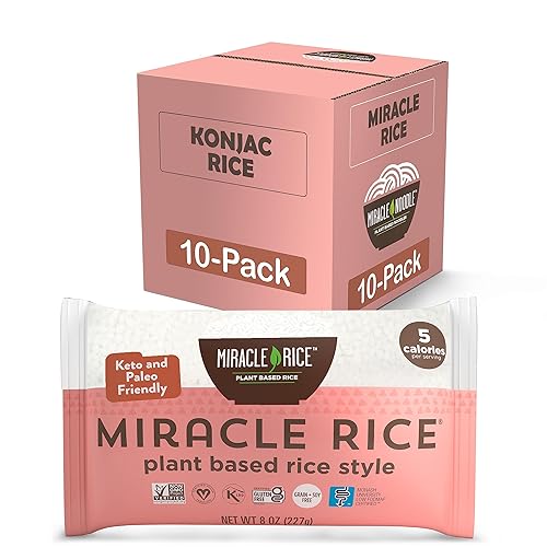 Miracle Noodle Miracle Rice, 8 Oz (Pack of 10), Plant Based Shirataki ...