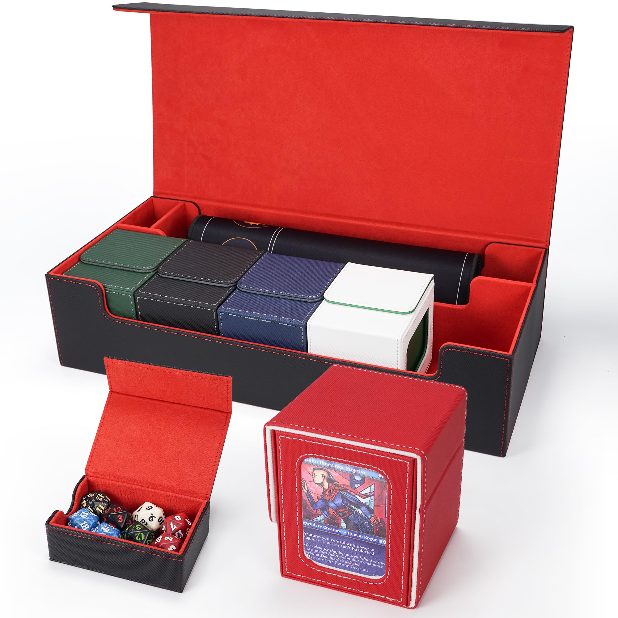 AFIING MTG Deck Box 6 In1 with MTG Playma,Premium Card Storage Box with ...