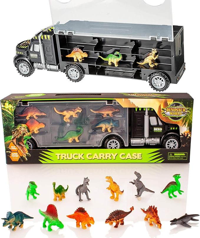 Dinosaur Toy Truck - Includes 12 Dinosaurs - Toy Car Transporter ...