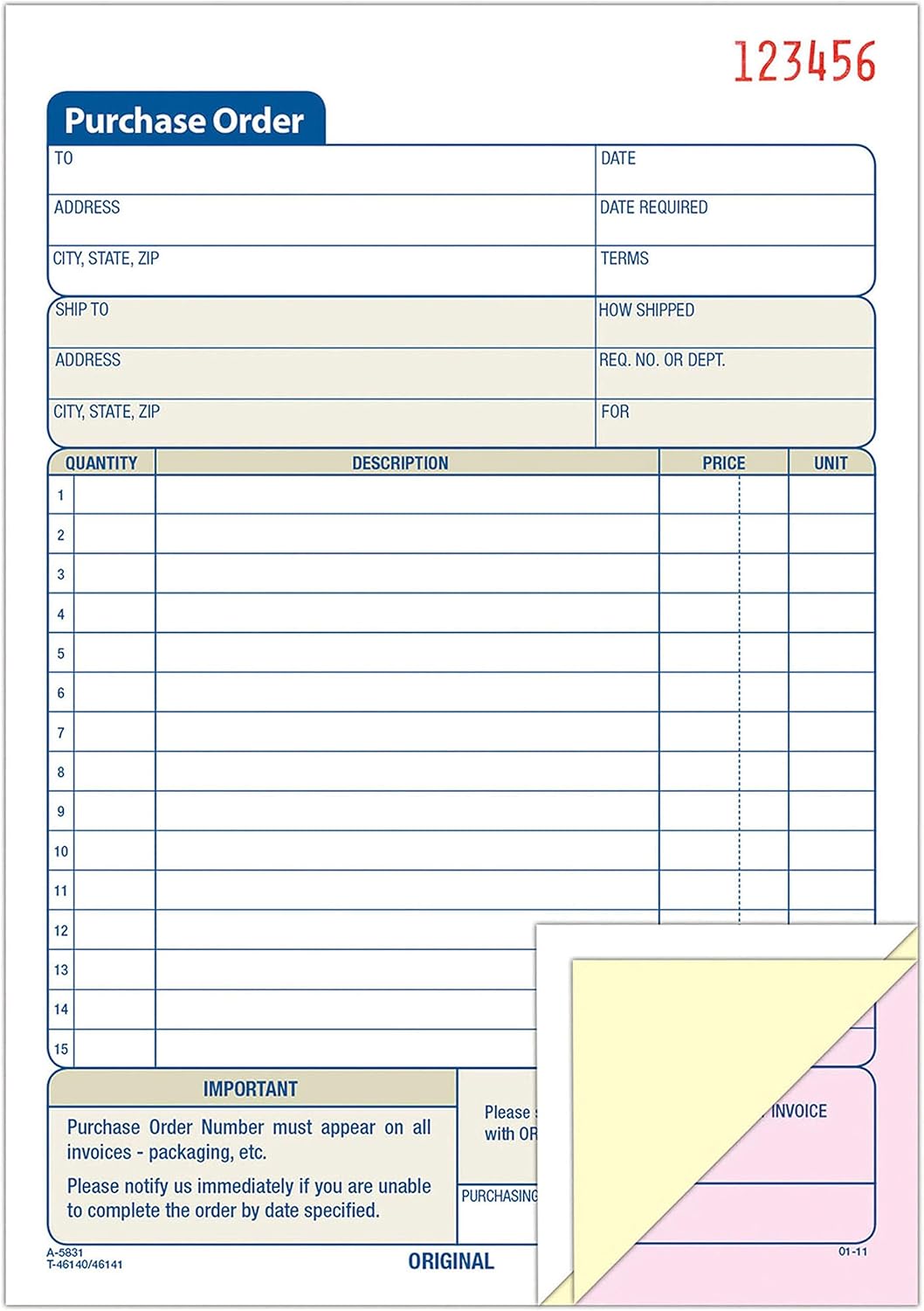 Amazon.com: Adams TC5831 Purchase Order Form 3-Part 5-9/16-Inch x8-7/16 ...
