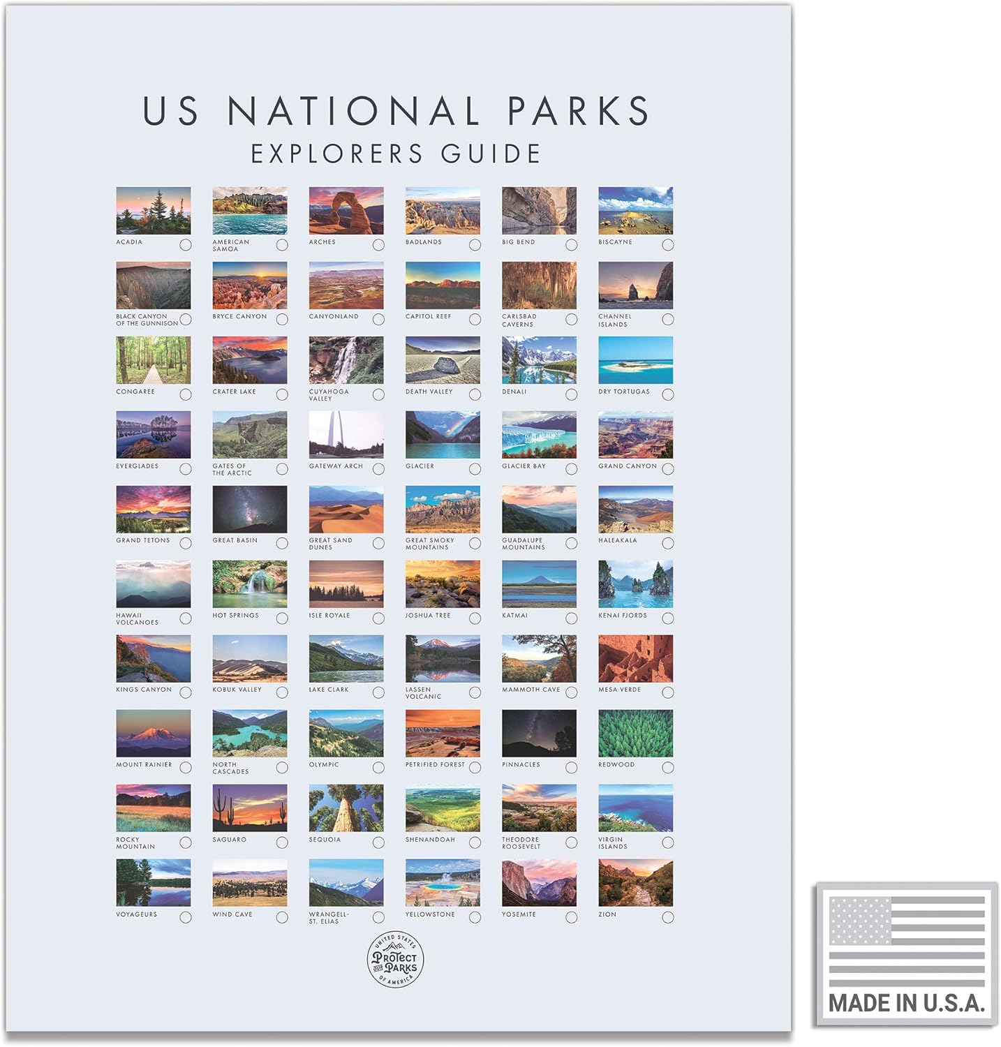 Amazon.com: USA National Park Poster - Interactive Travel Map With All ...