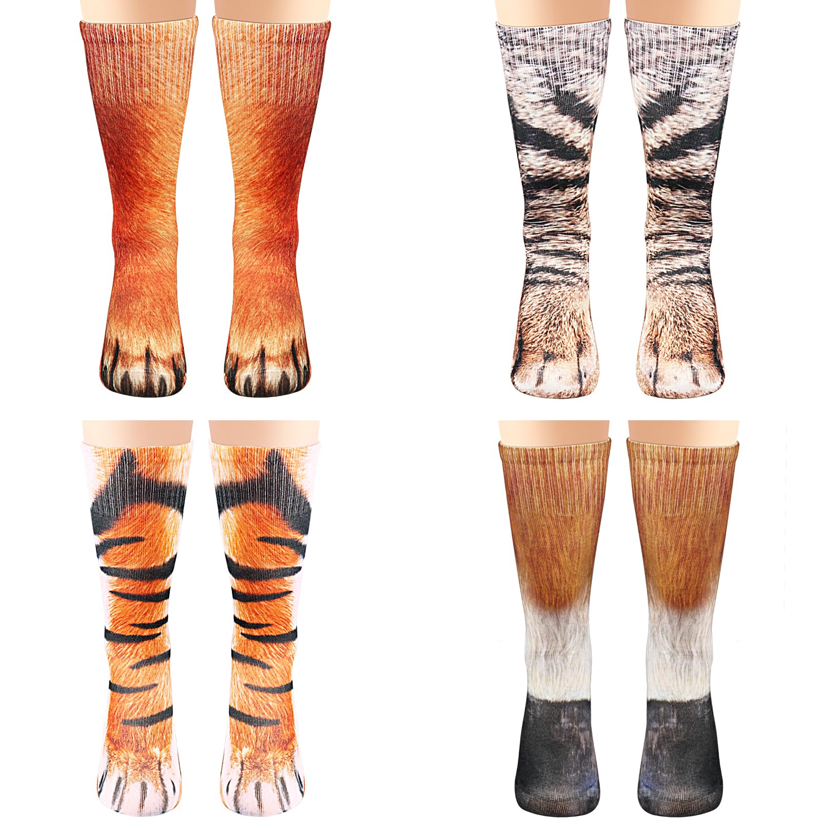 Kepmix Animal Paw Socks: Funny 3D Animal Socks Novelty Cat Paw Crew ...