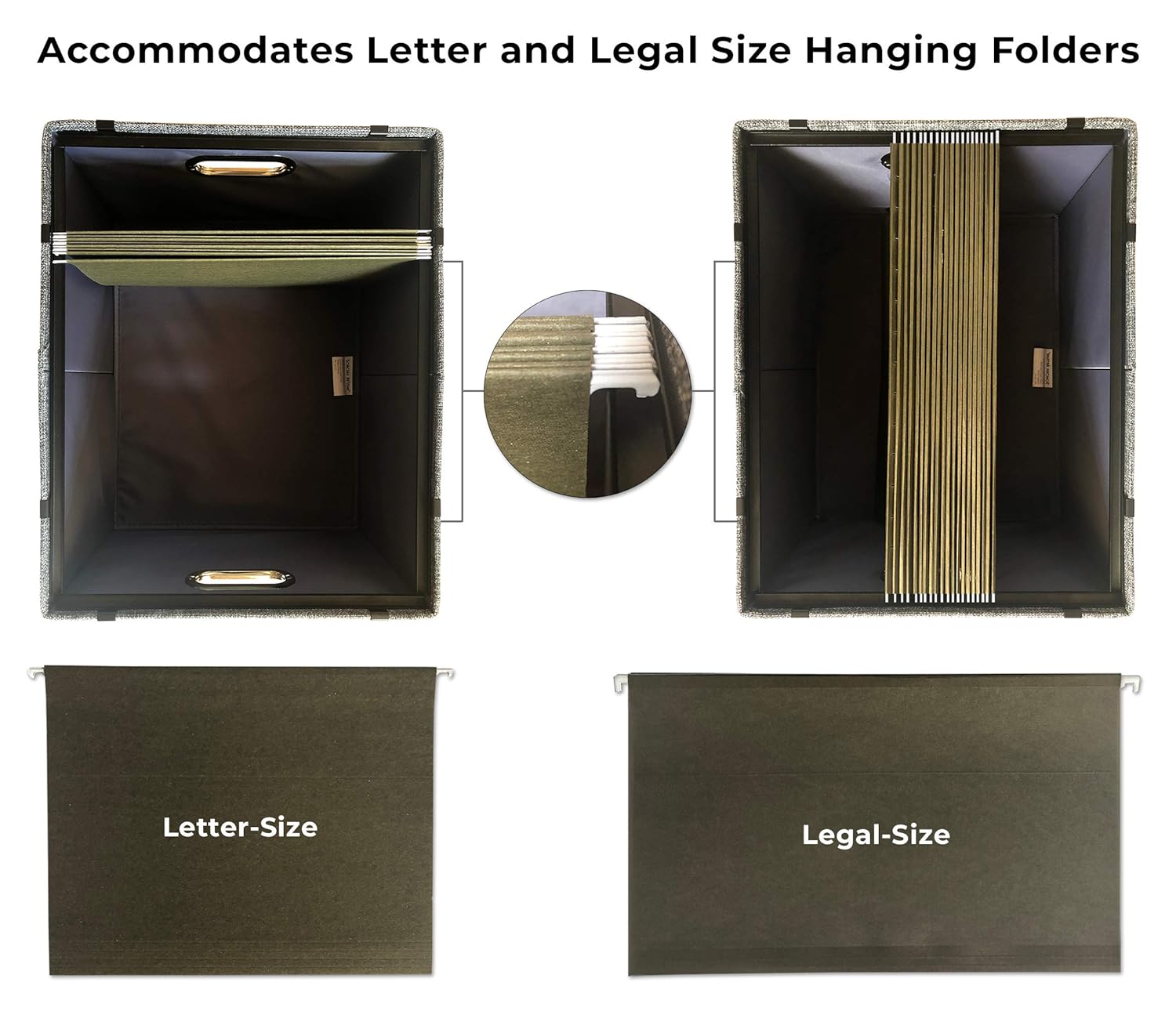 Office Storage Supplies Linen Hanging File Box Set of 2 Decorative ...