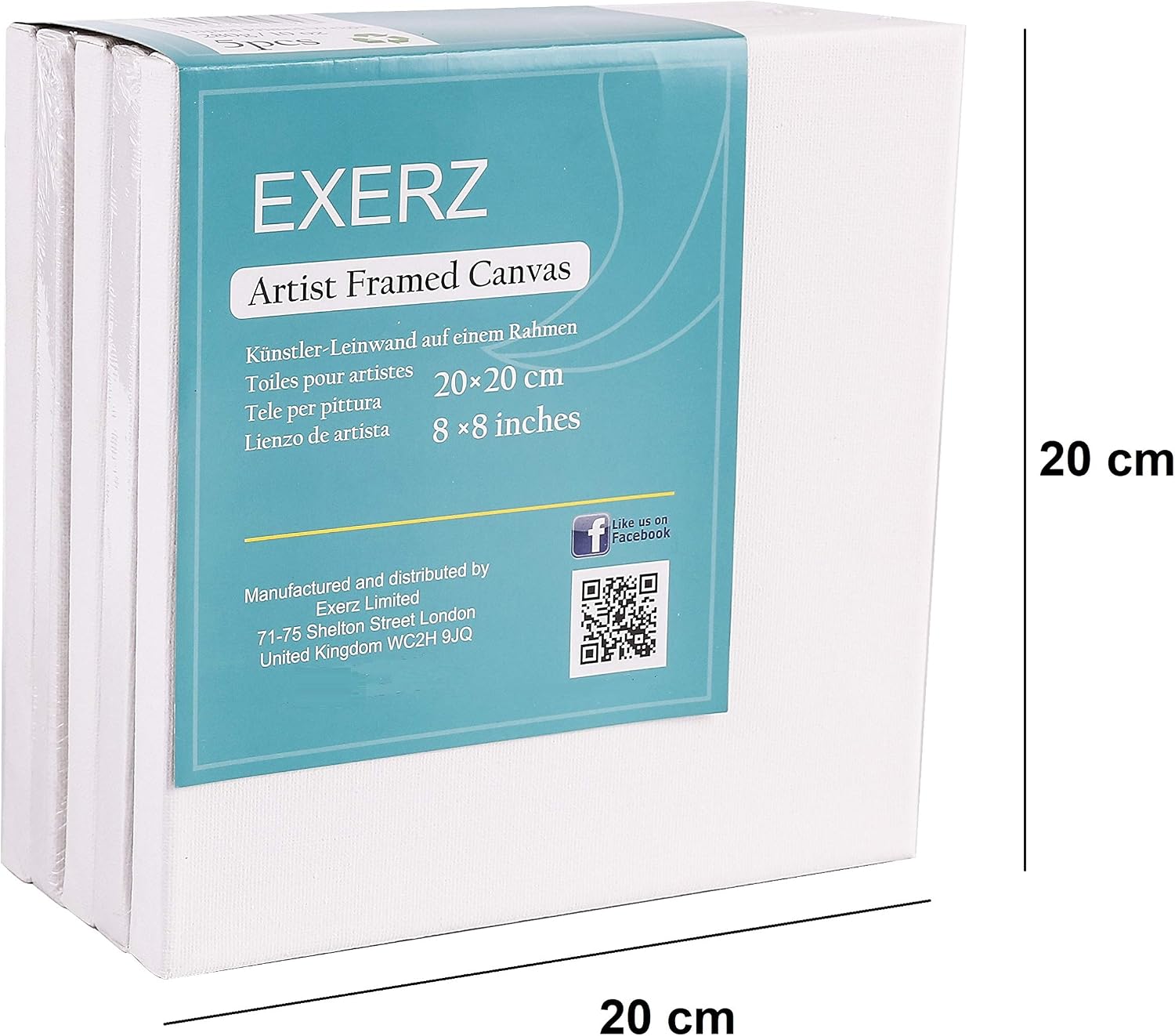 Exerz 20x20cm Framed Canvas 5pk – 1.7cm Pre-Stretched Canvas Artist ...