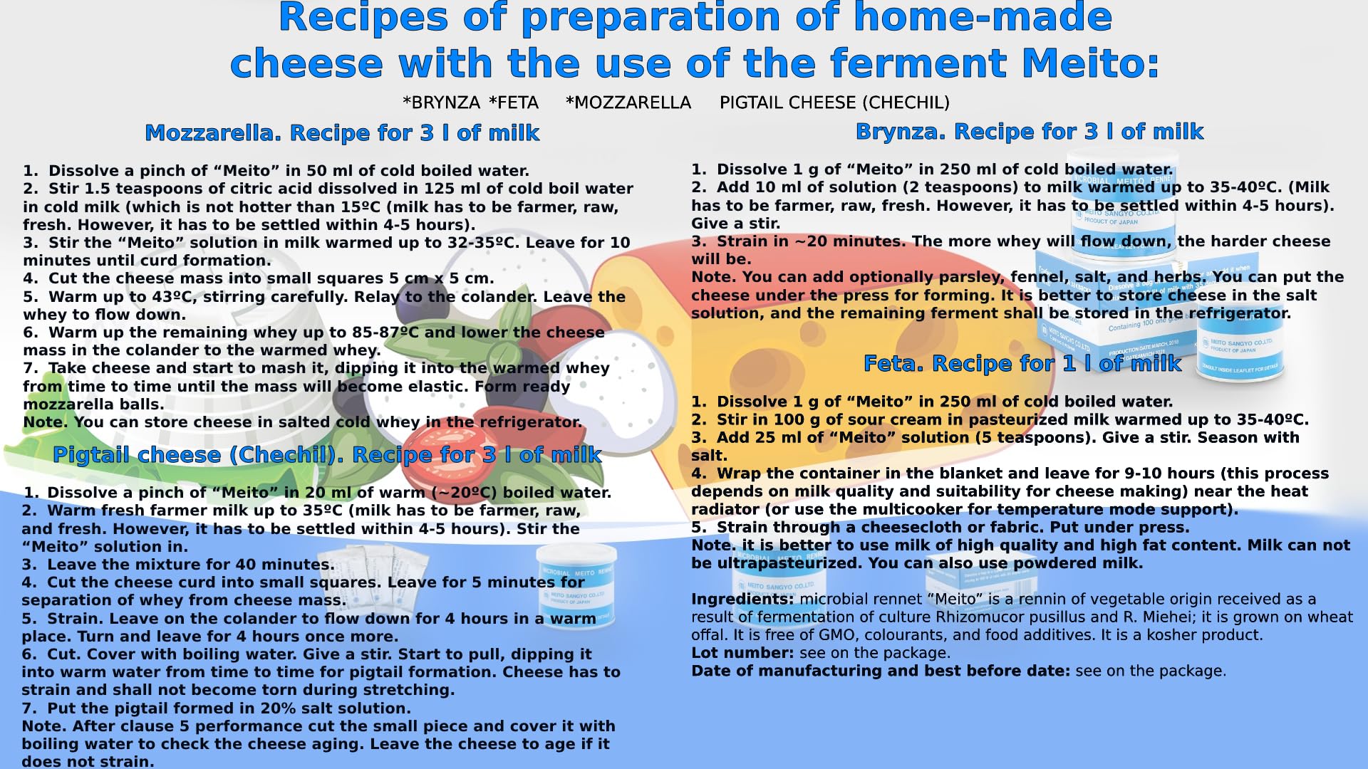 Mua Meito Microbial Rennet Cheese Enzyme Homemade Cheese making 2 x 1 ...