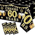 Amazon.com: Turypaty 3 Packs Black Gold 60th Birthday Tablecloth Decorations for Men Women ...