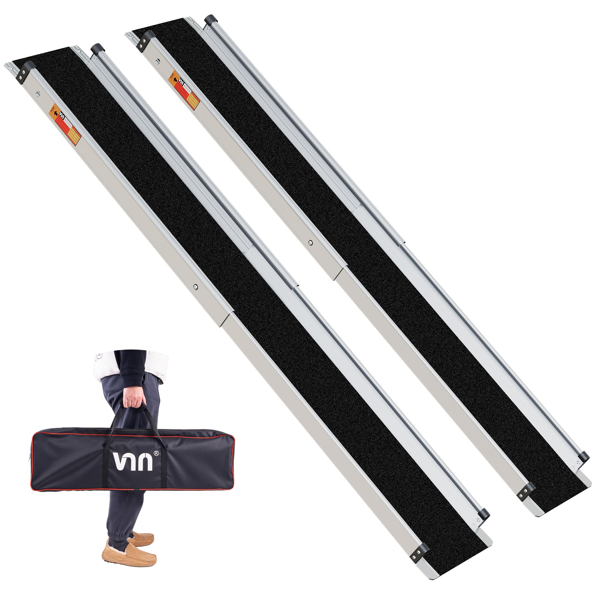 VNN Adjustable Wheelchair Ramp, 3-5 FT Portable Wheelchair Ramp for ...