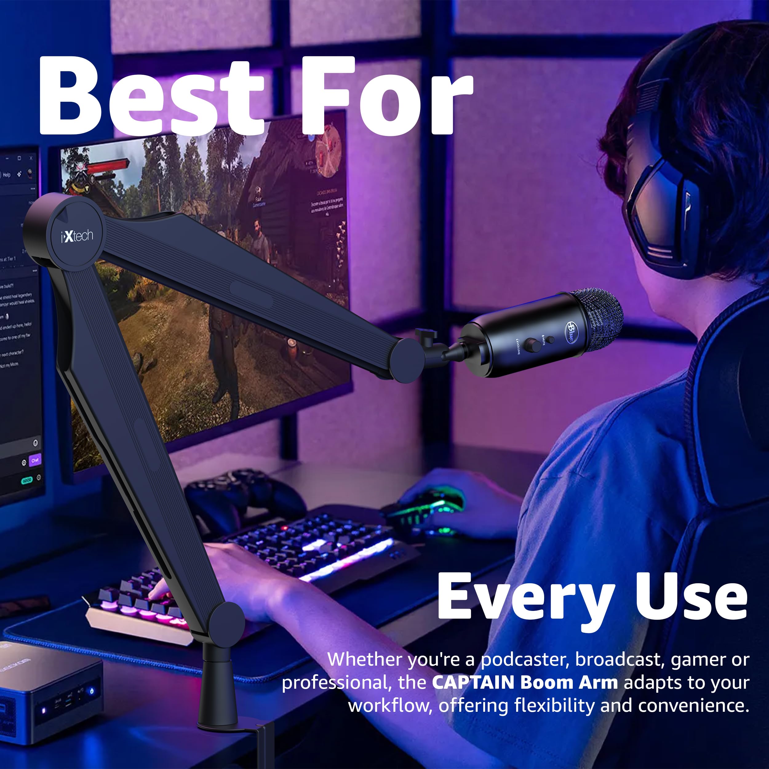 Mua IXTECH Microphone Boom Arm Mic Arm for Blue Yeti Shure Sm7b Hyperx ...