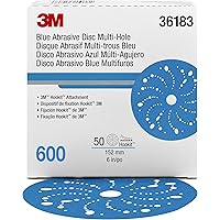 Amazon.com: 3M Hookit Blue Abrasive Discs 36183, Multi-Hole, 6 in, 600 ...