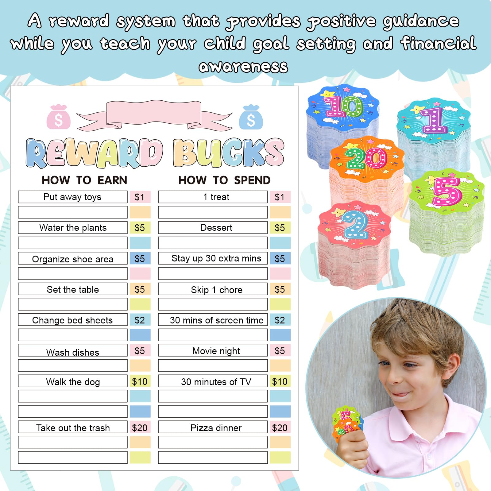 Mua 504 Pcs Kids Reward Bucks Charts Magnetic Good Behavior Reward ...