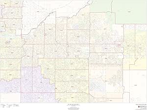 Amazon.com : Mesa, Arizona Zip Codes - 48" x 36" Paper Wall Map ...
