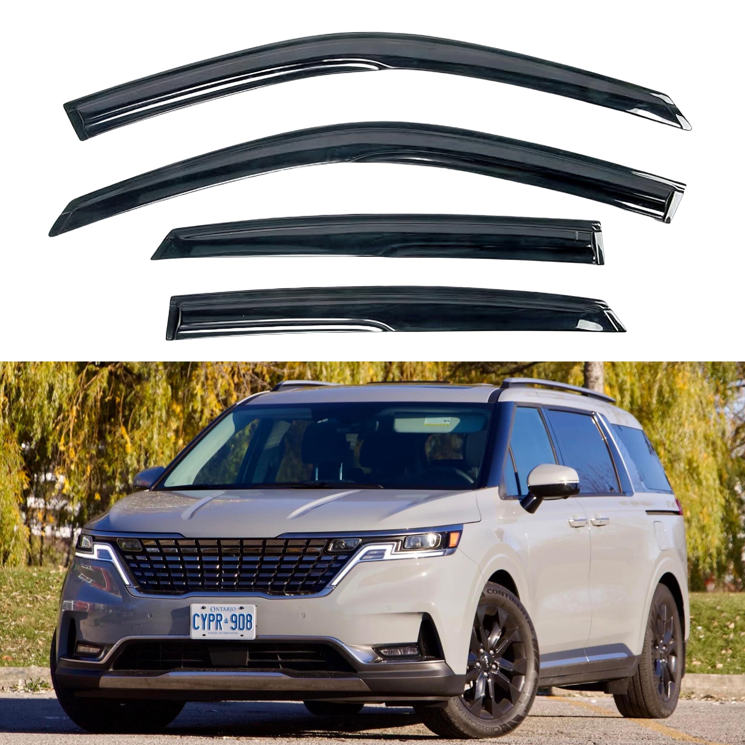 KPY Window Visor Compatible with Kia Carnival 2022-2024, 4PC Rain Guard ...