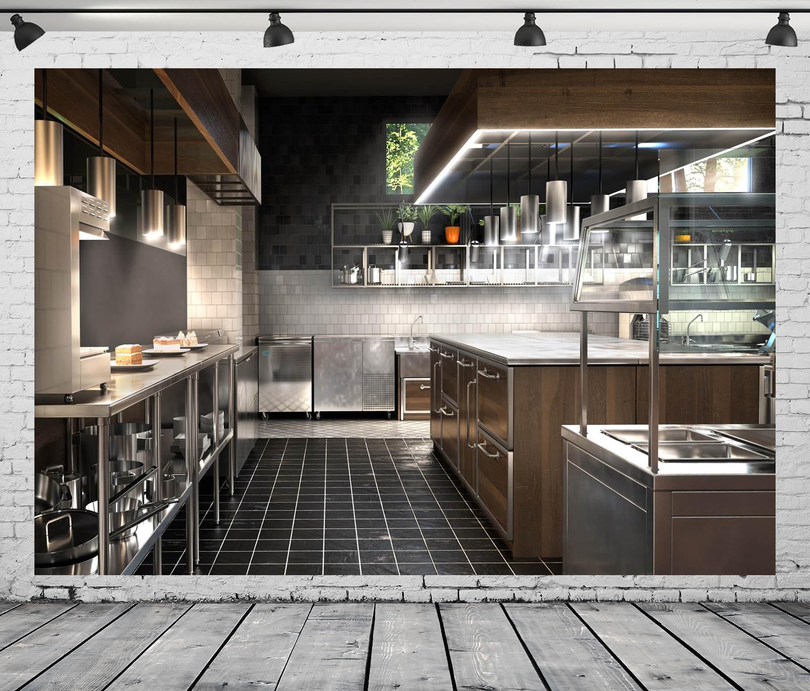 BELECO 10x8ft Fabric Kitchen Interior Backdrop Luxury Bright Modern ...