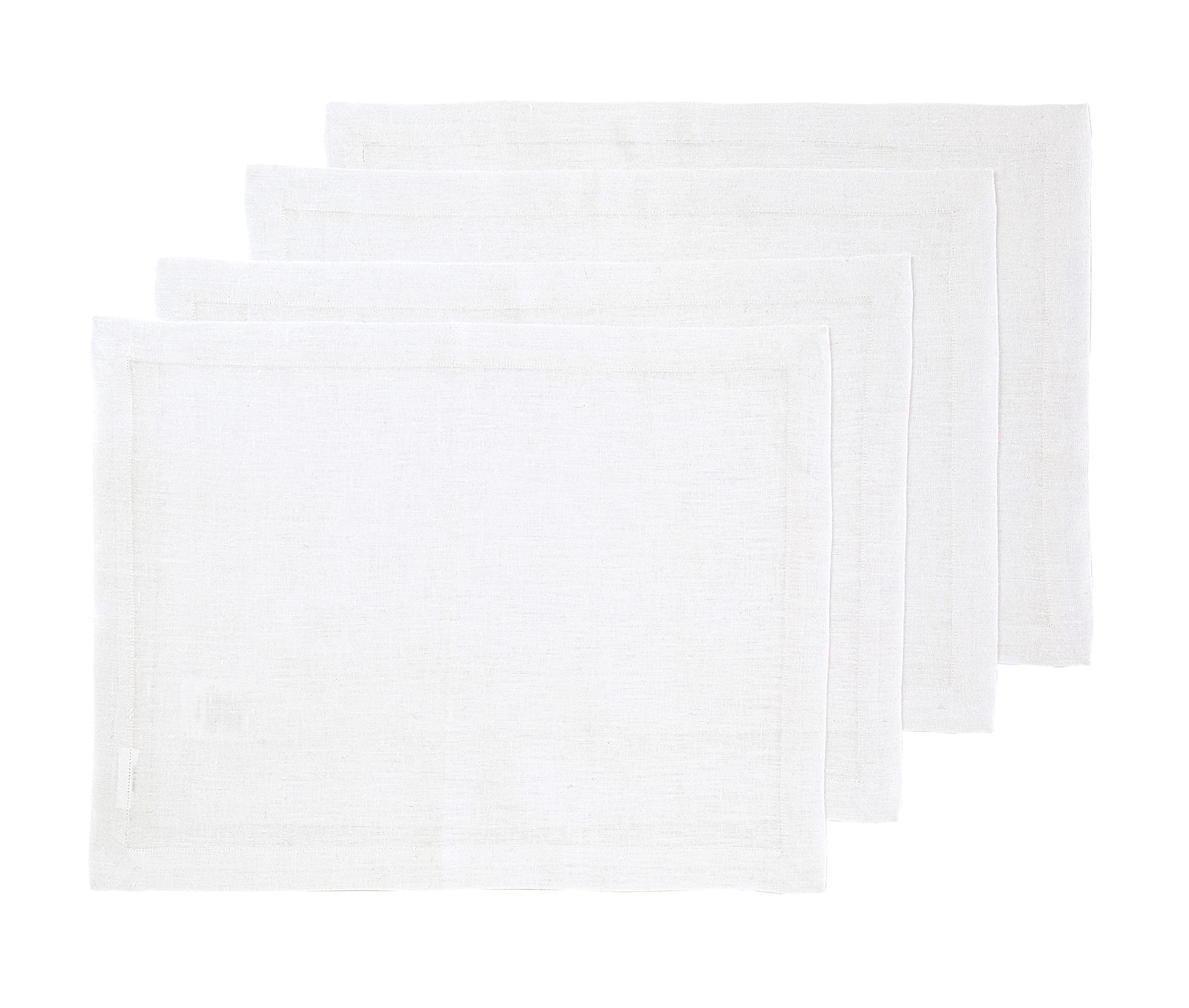 Solino Home Linen White Placemats Set of 4-100% Pure Linen Placemats 14 ...