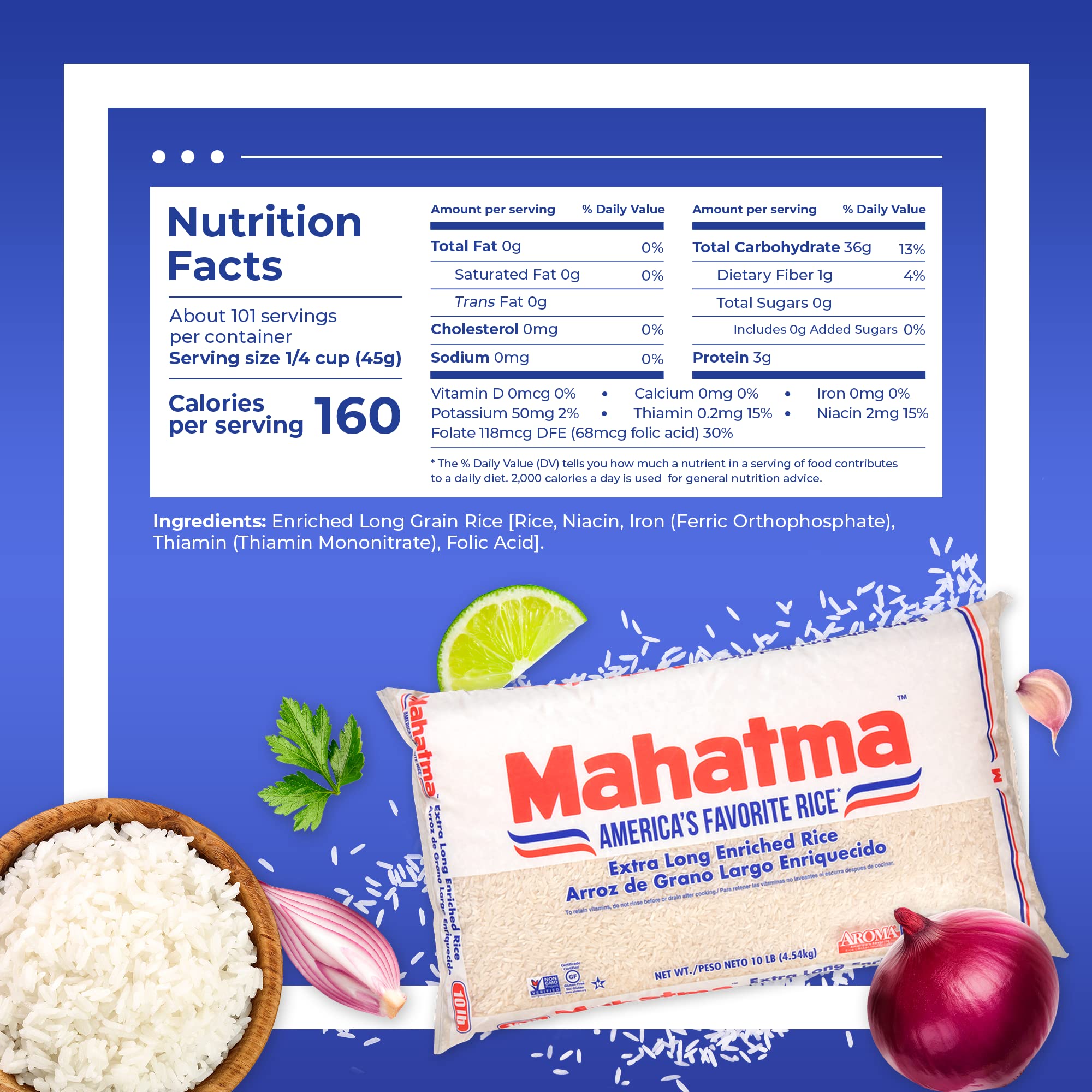 Mahatma Extra Long Grain White Rice, 10 Pound, Gluten-Free And Non-GMO ...