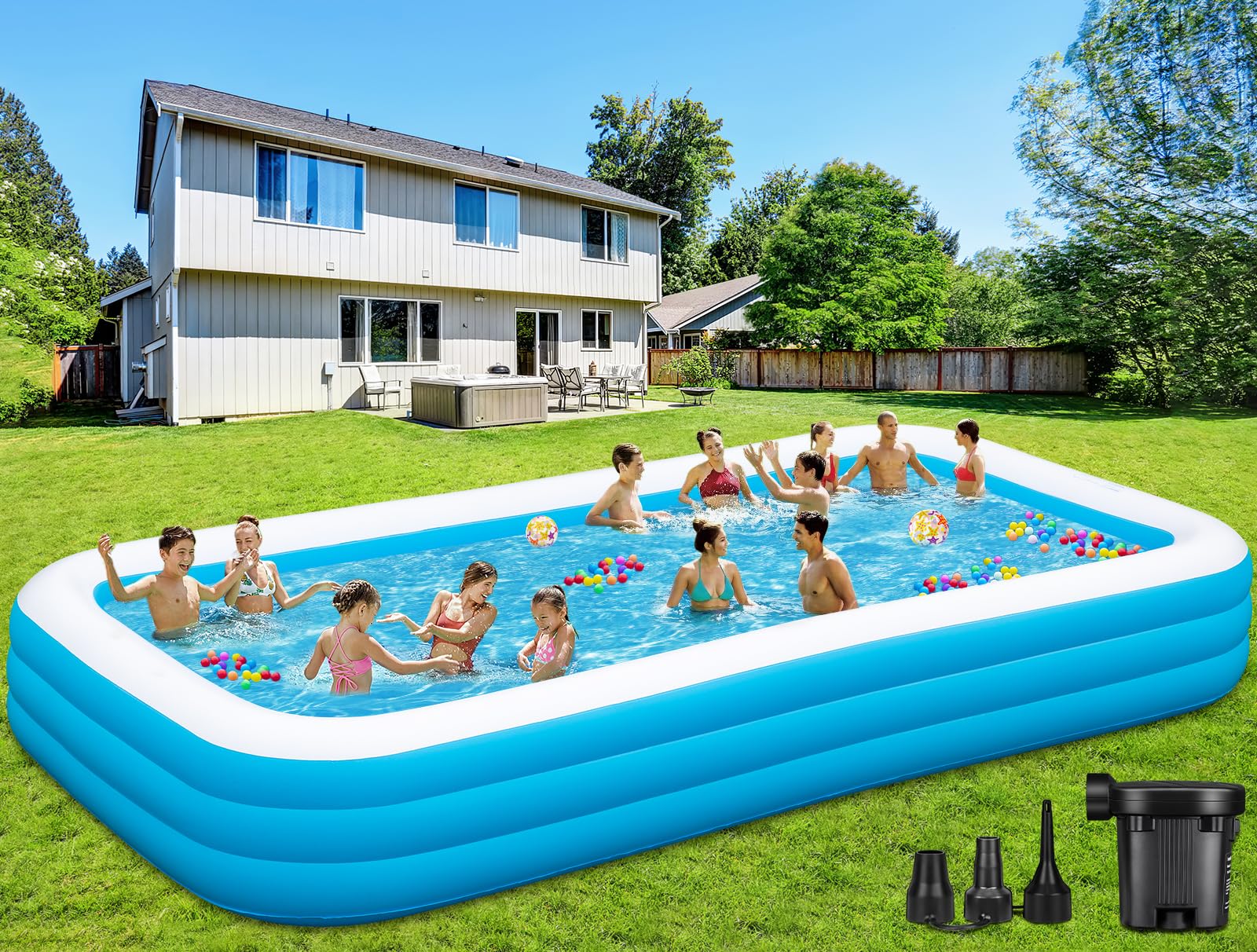 Extra Large Inflatable Pool for Adults, 180"x76"x22" Oversized ...