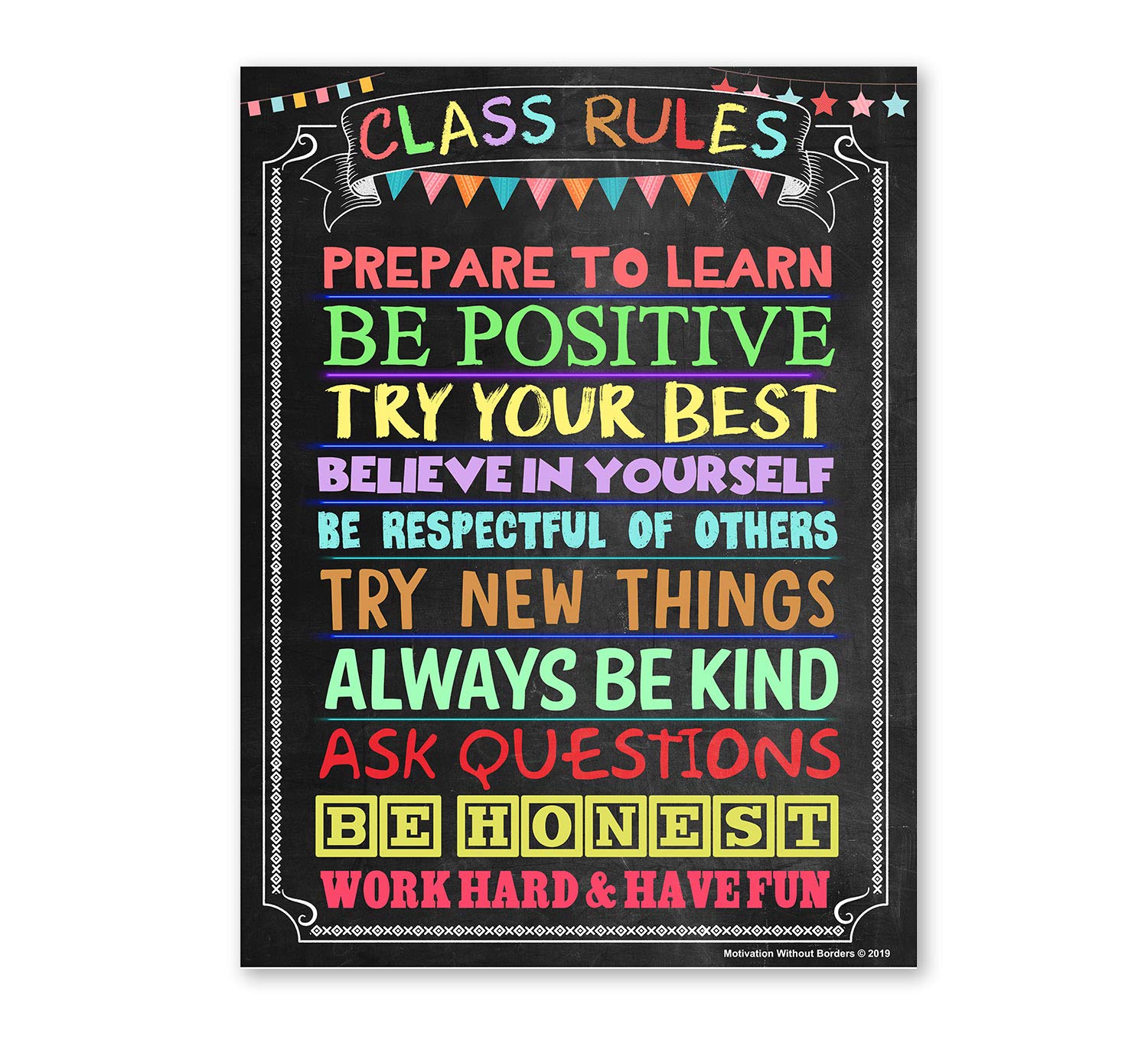Classroom Rules Poster (LAMINATED 18X24) Motivational Poster ideal for ...