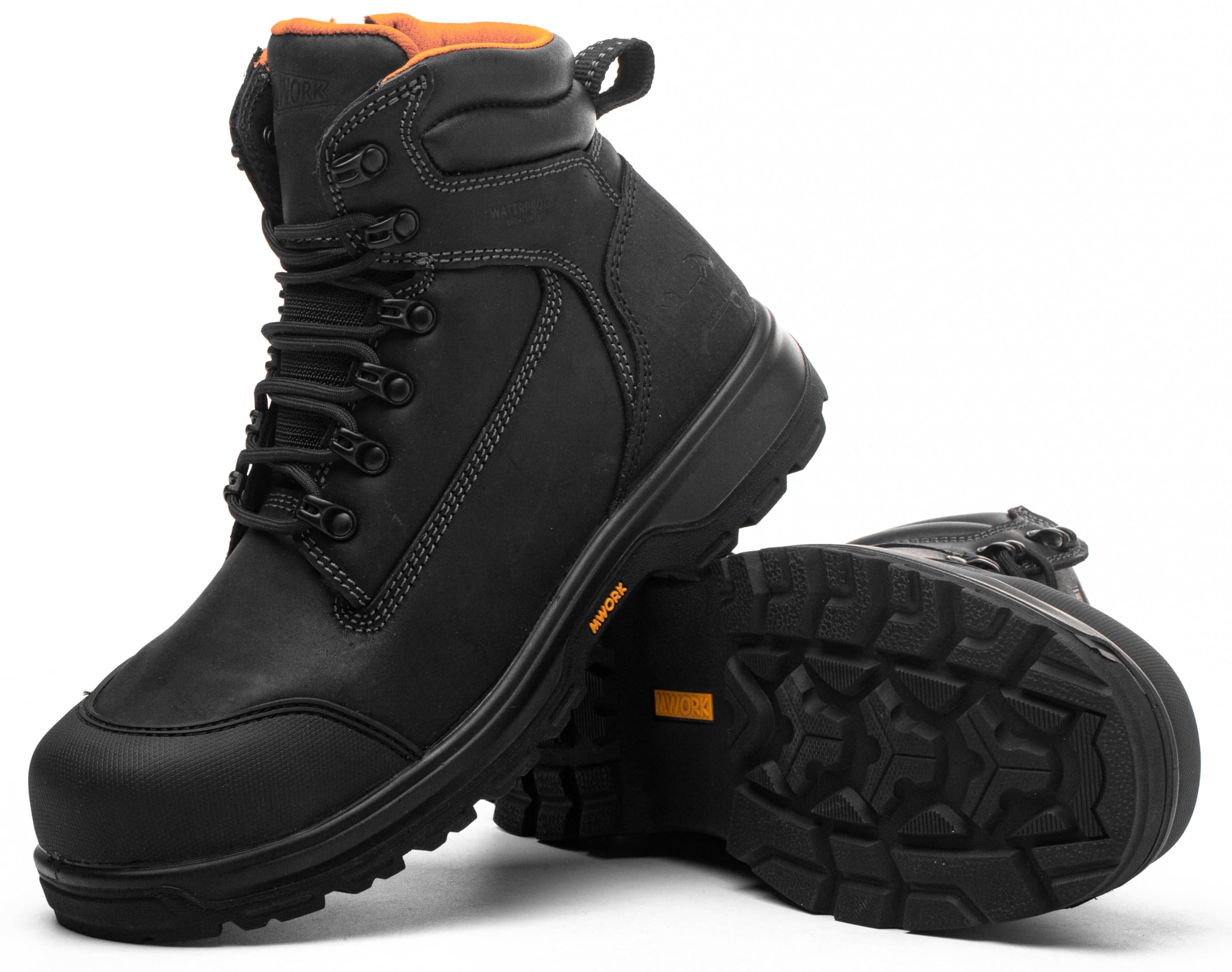 MWORK 6" Safety Black Work Boots For Men Waterproof ASTM F2413-18,CSA ...