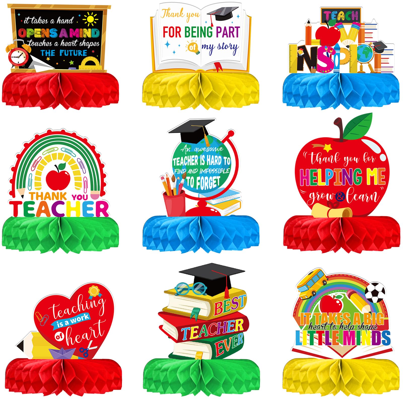 Faccito 9 Pcs Teacher Appreciation Table Centerpieces Decorations ...