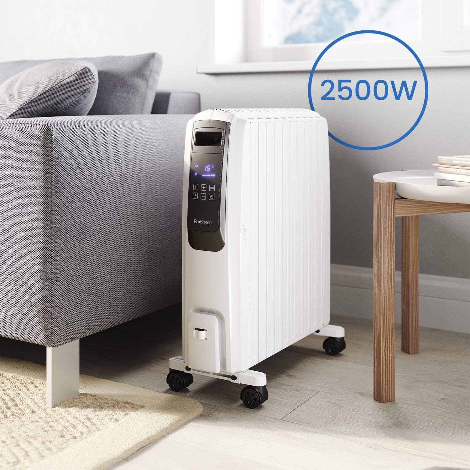 Pro Breeze 2500W Digital Oil Filled Radiator, 10 Fin – Portable ...