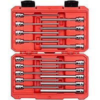 TEKTON 3/8 Inch Drive Long Hex Bit Socket Set, 19-Piece (1/8-3/8 in., 3-10 mm) | SHB91315 ...
