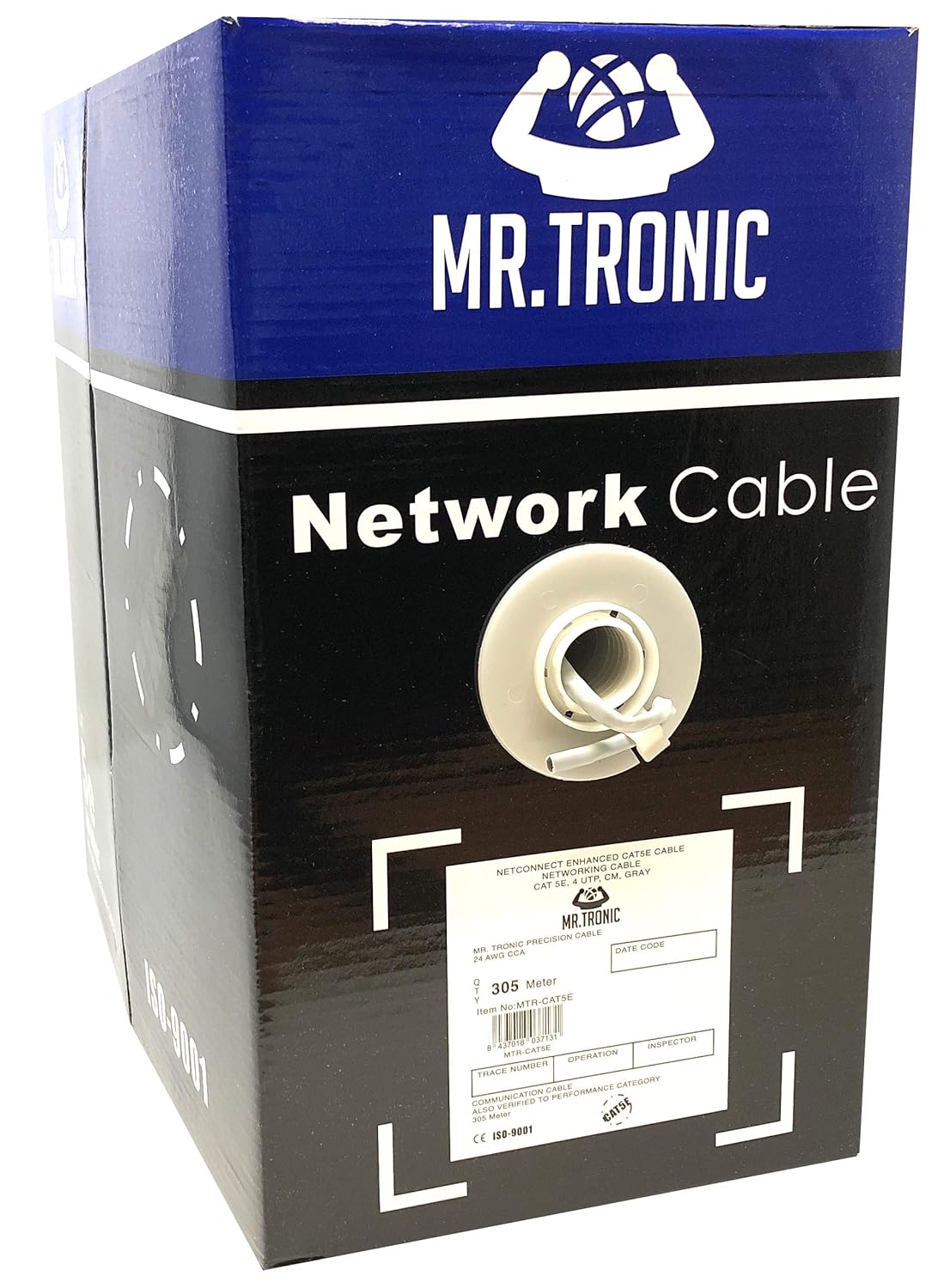 Mr. Tronic 305m Cable de Instalación Red Ethernet Bobina | CAT5E, AWG24 ...