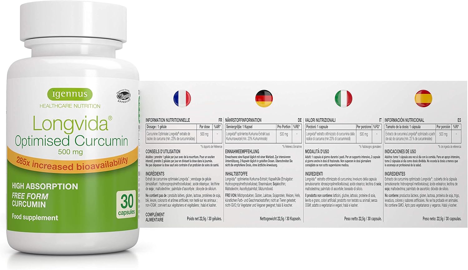 Longvida Optimized Curcumin Supplement 500 Mg, 285X Bioavailability ...