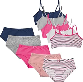 Amazon.com: Popular Girl's Matching Underwear Set - Cotton Cami Bra and ...