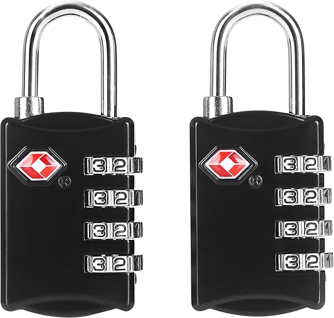 Candado para maleta Negro aprobado por la TSA (2 piezas) / Set de dos candados para viajar/ crea ...