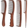 Amazon.com : 4 Piece Combs with Wooden Grain,Wide tooth Comb,Rat Tail ...
