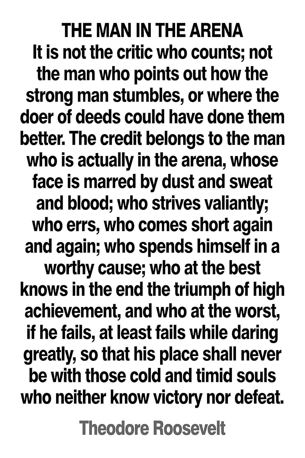 Amazon.com: "The Man in the Arena" Motivational Quote By Theodore ...