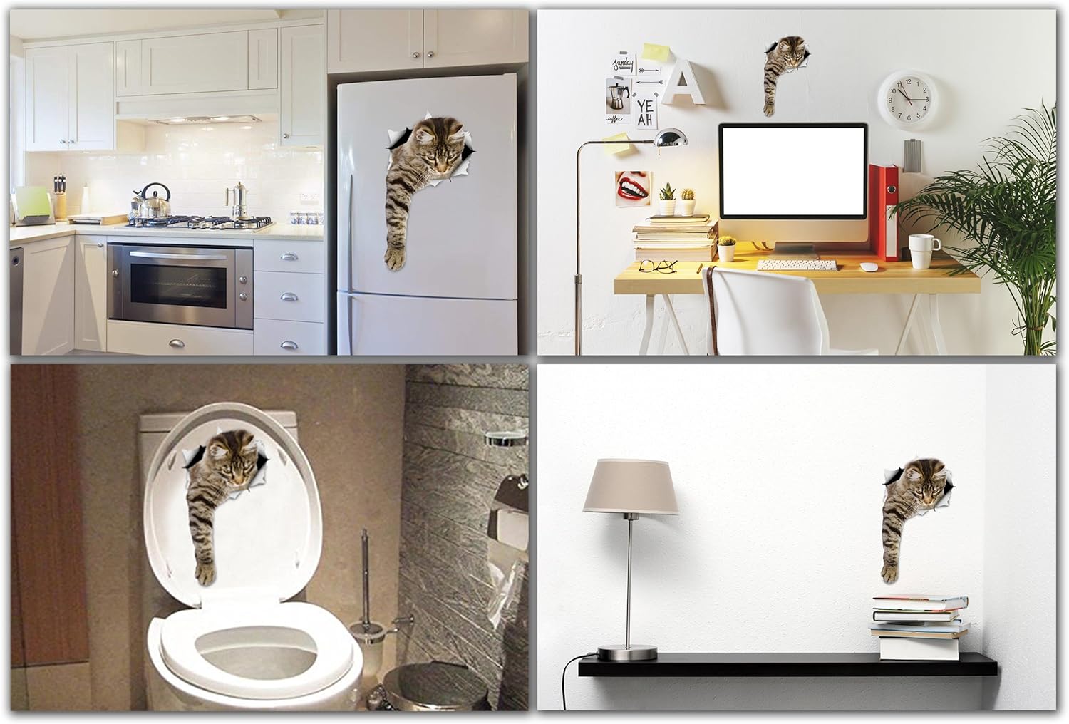 Winston & Bear 3D Cat Stickers – 2 Pack – Reaching Tabby Stickers For ...