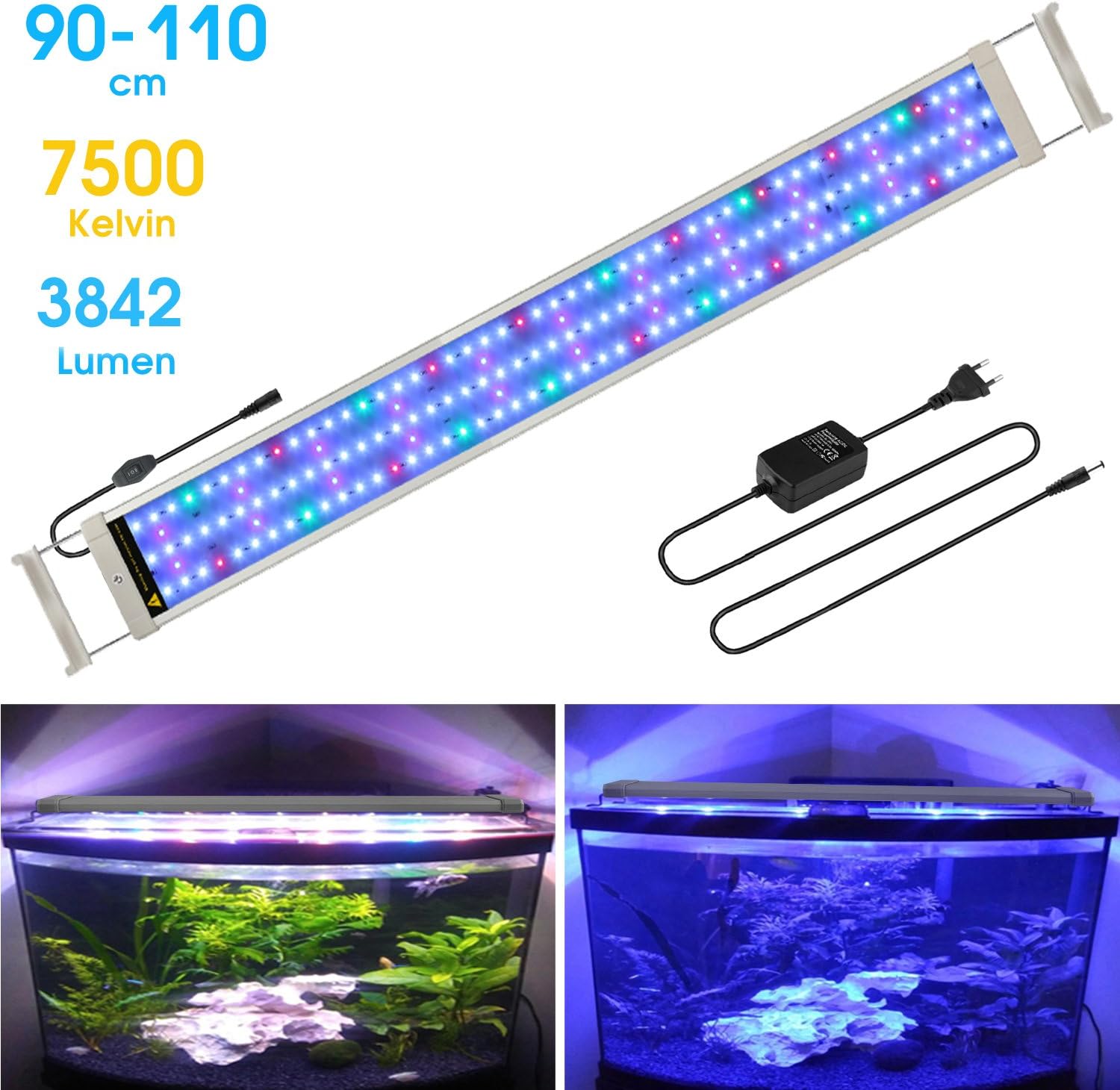 BELLALICHT Éclairage LED pour Aquarium Lampe Rampe 180 LED Aquarium d ...