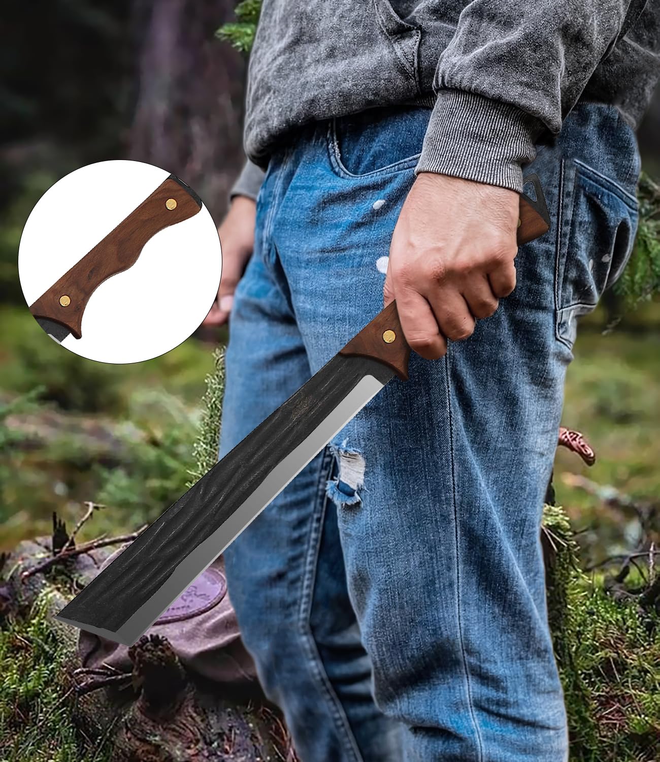 WICING Machete, 16.7" Machete For Cutting Trees Heavy Duty, 3Cr13 ...