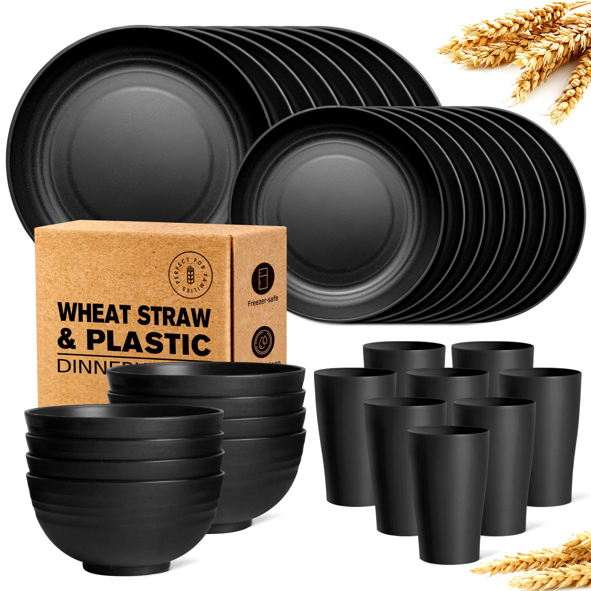 Mua Teivio 32-Piece Kitchen Plastic Wheat Straw Dinnerware Set, Service ...