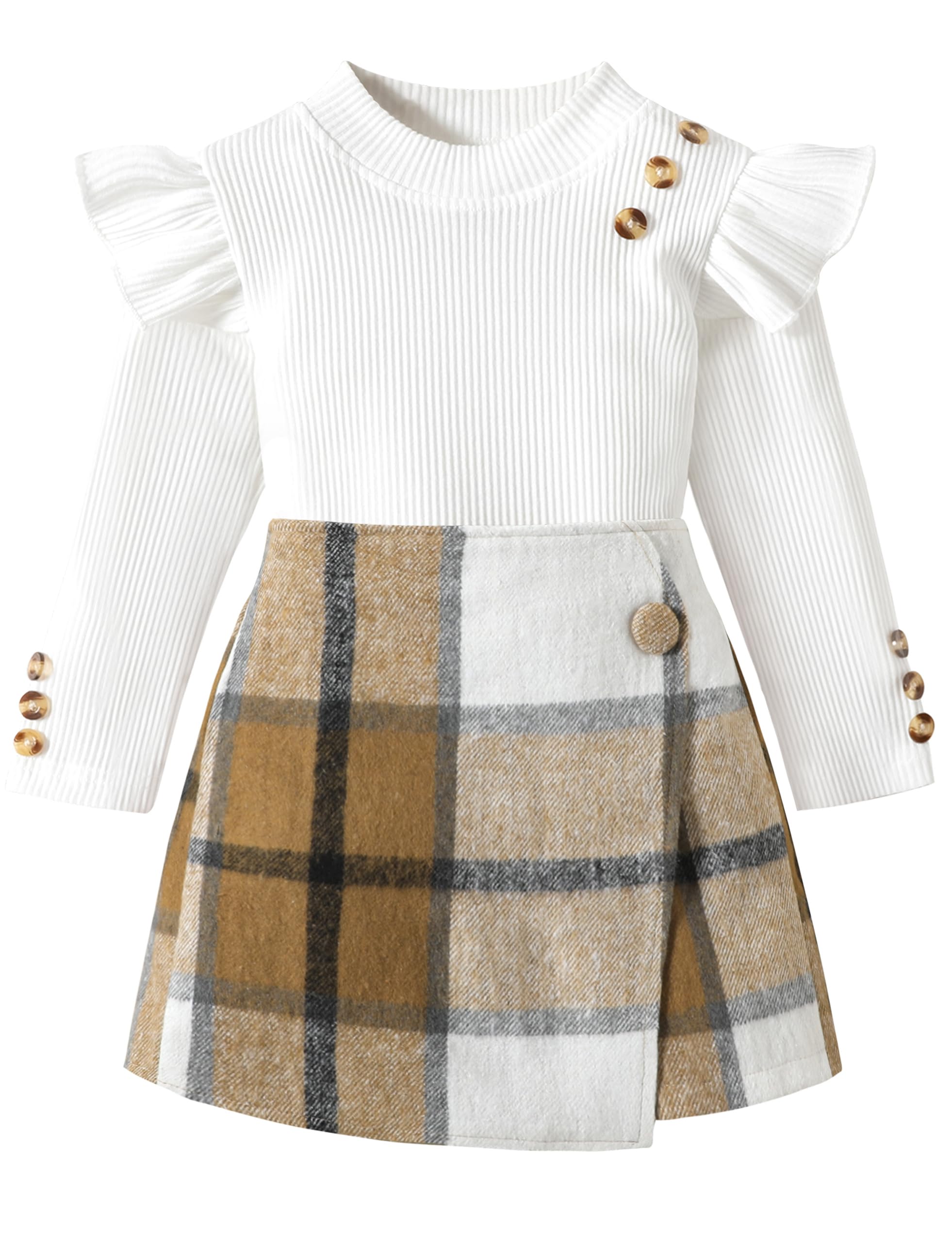 Aulyffo 5t Girls Clothes Size 6 Girl Outfits Size 5 White Ruffle Shirt ...