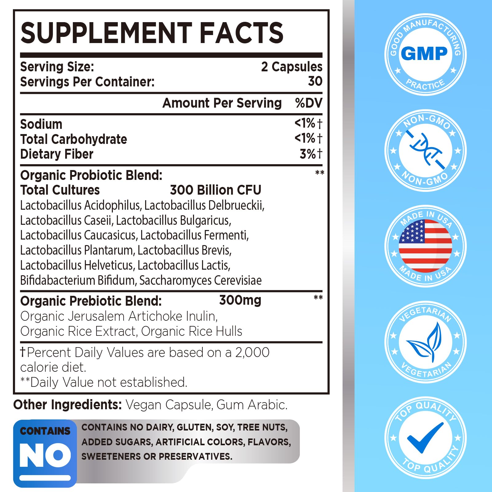 Mua 300 Billion CFU Probiotic, 12 Strains with 3 Organic Prebiotics ...