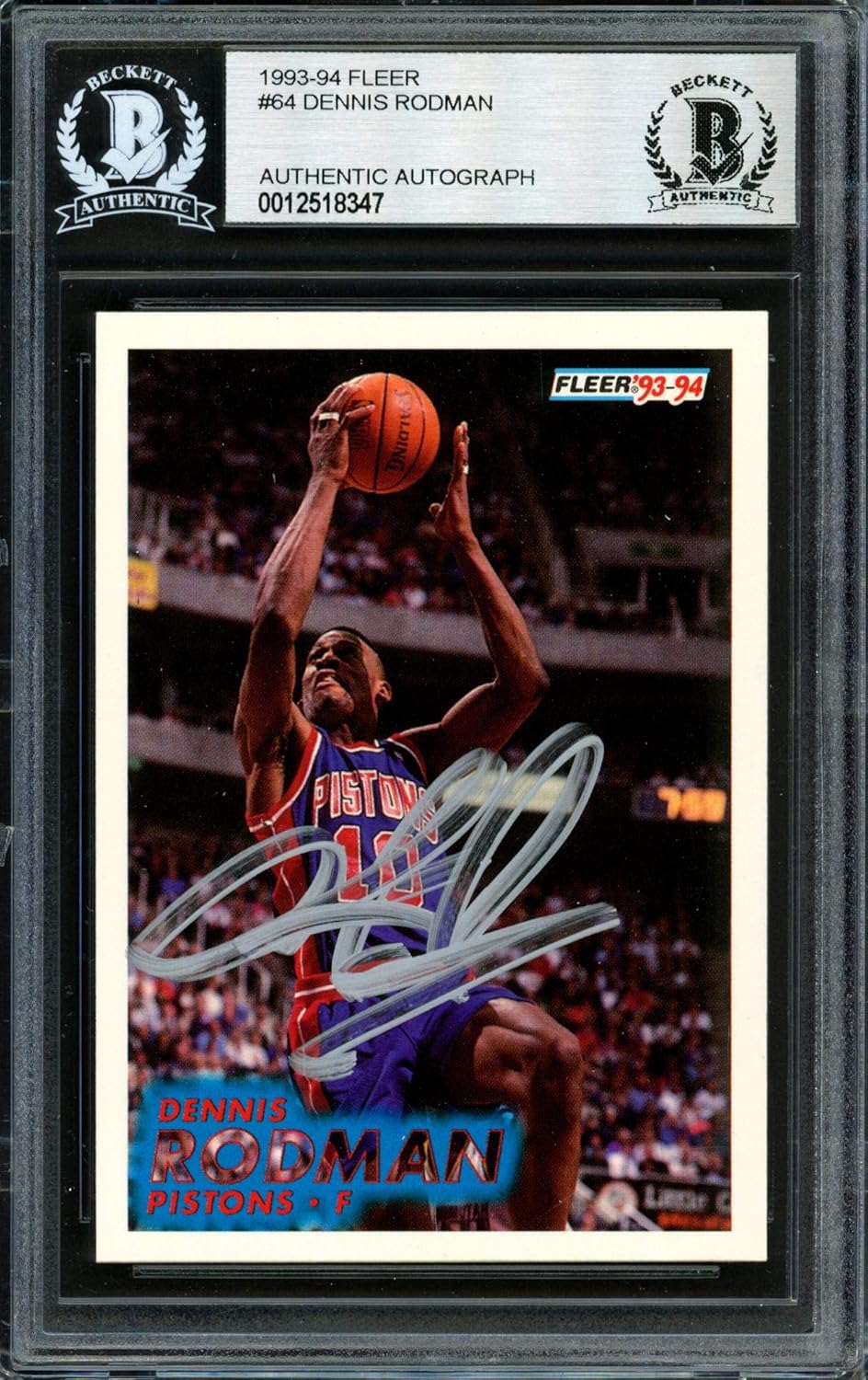 Dennis Rodman Autographed 1993-94 Fleer Card #64 Detroit Pistons ...