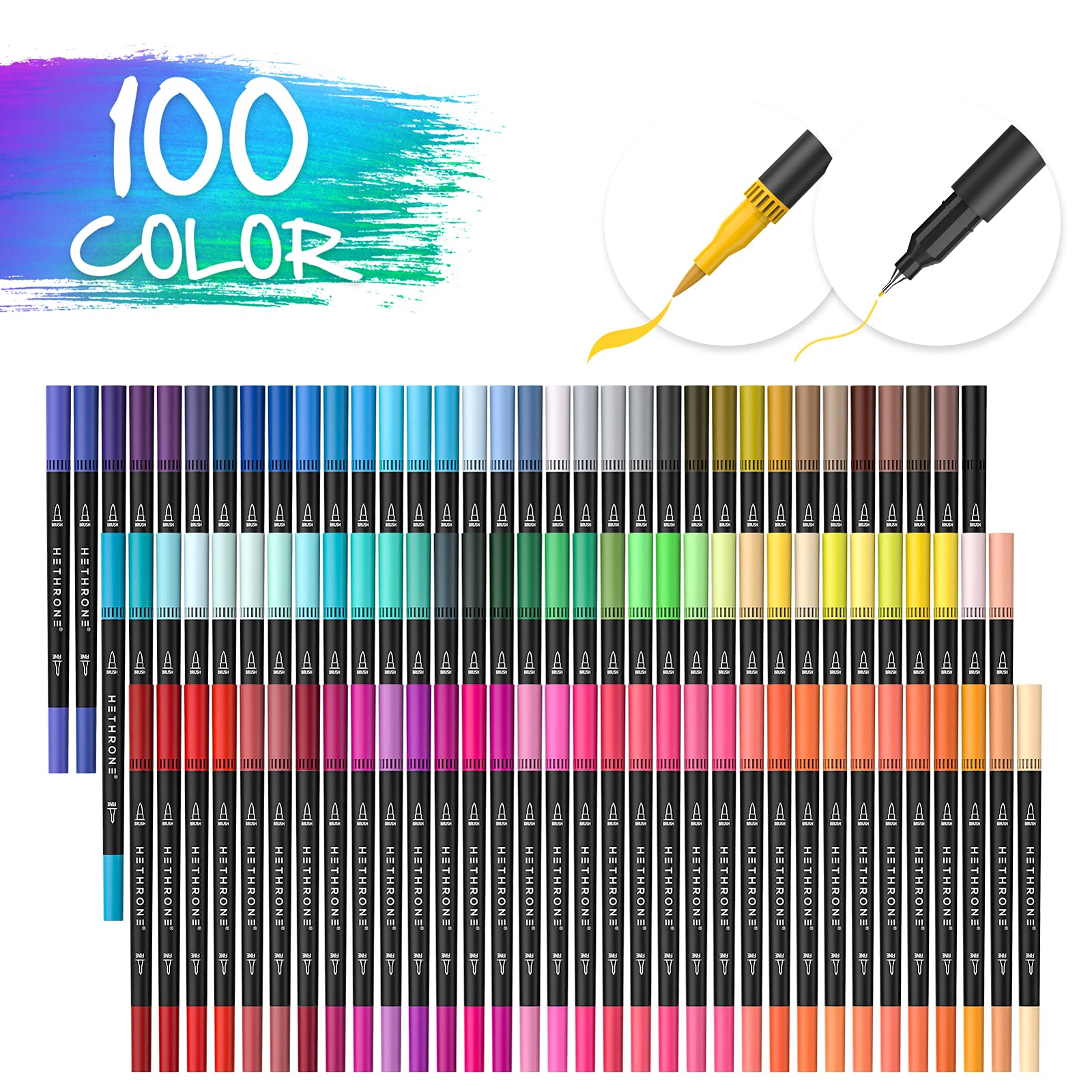 Mua Hethrone Markers for Adult Coloring - 100 Colors Dual Tip Brush ...