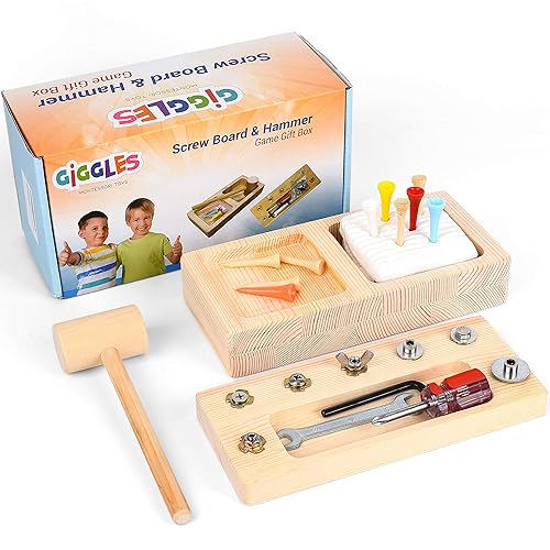 2 Toys for 1 Price - Montessori screwdriver board set & Hammer Peg Toy ...